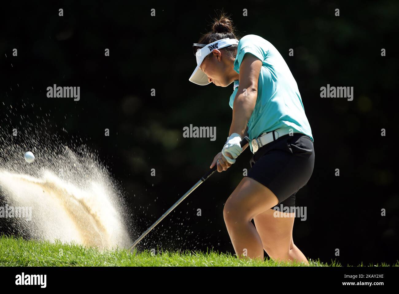 Megan Khang of Rodland, MA hits out of the bunker on the 6th green ...