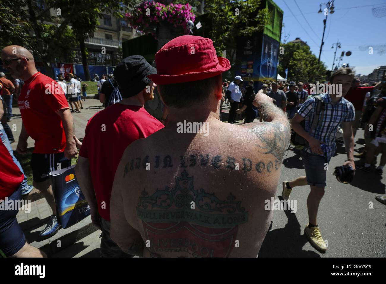 Real Madrid and Liverpool FC fans and supporters entertain at fan zone ...