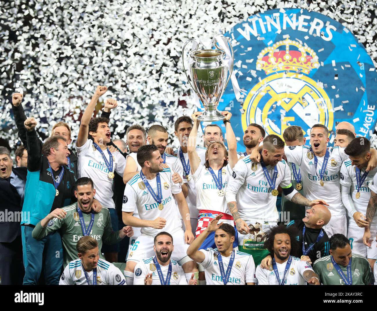 Olympic stadium the uefa champions league trophy hi-res stock ...