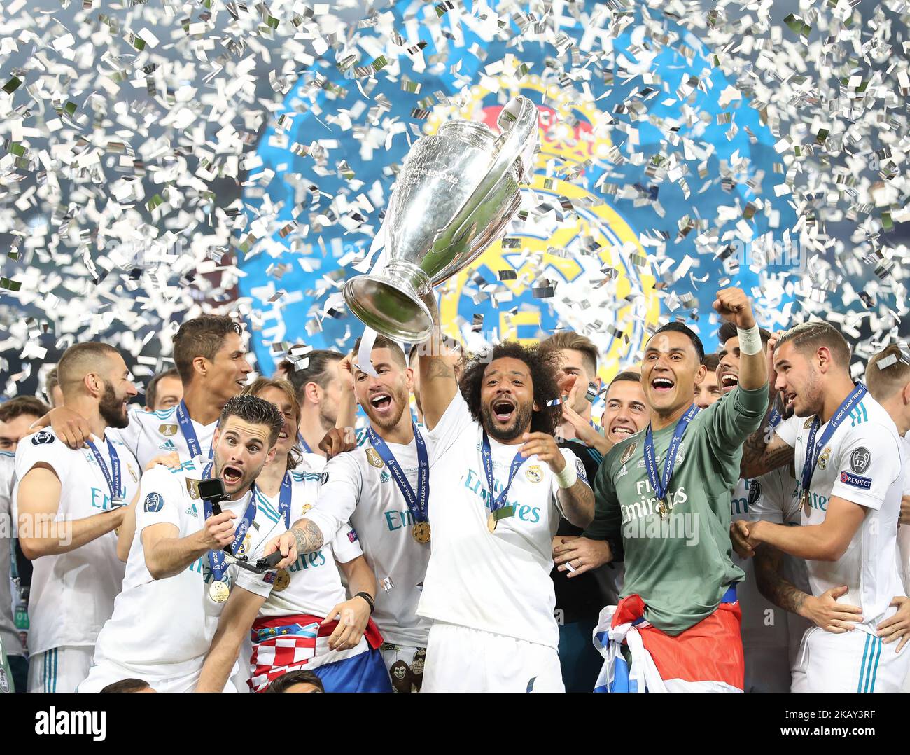 Marcelo of Real Madrid lifts the trophy during the UEFA Champions ...