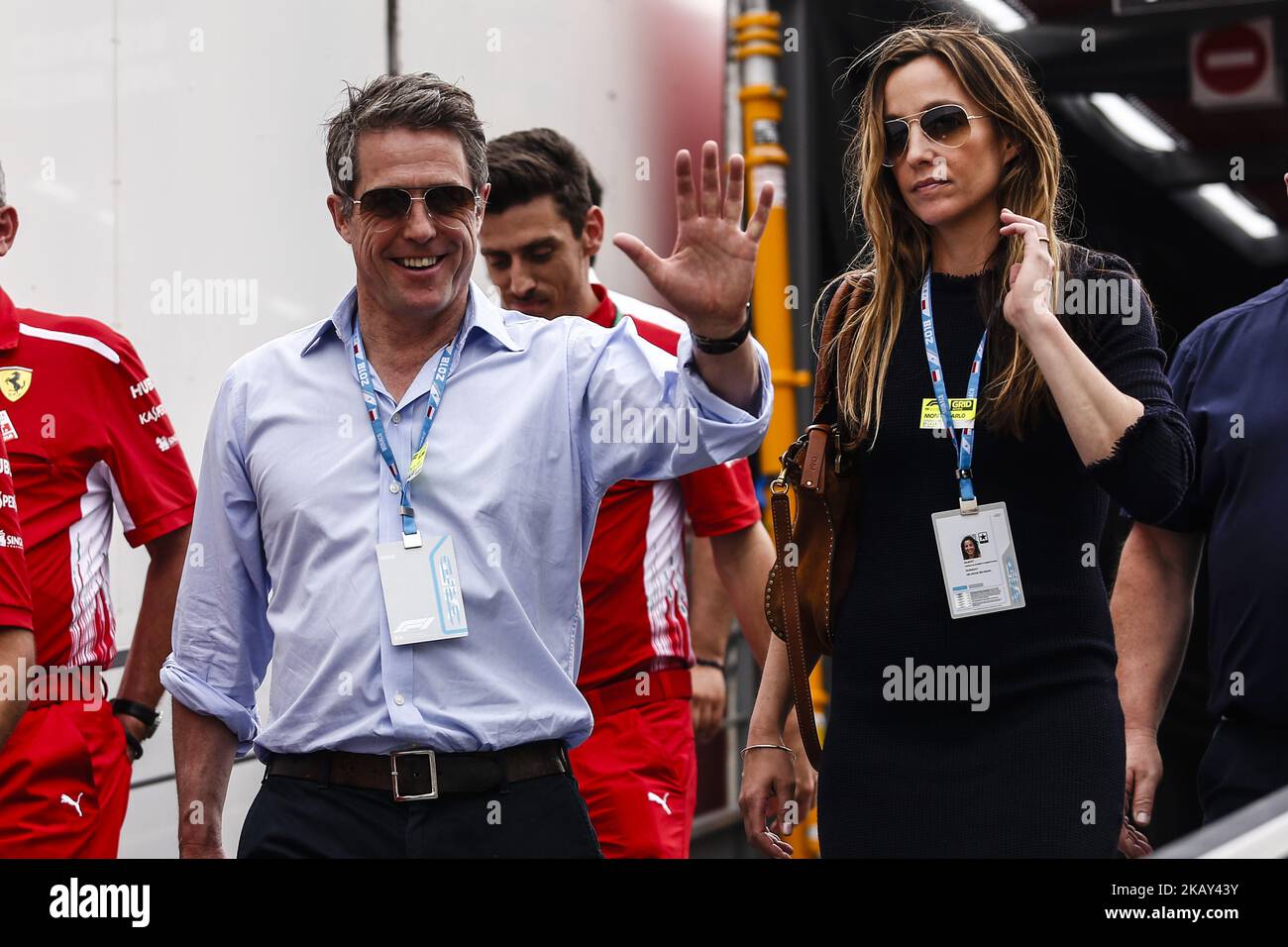 The actor Hugh Grant and his wife Anna Elisabet Eberstein portrait ...