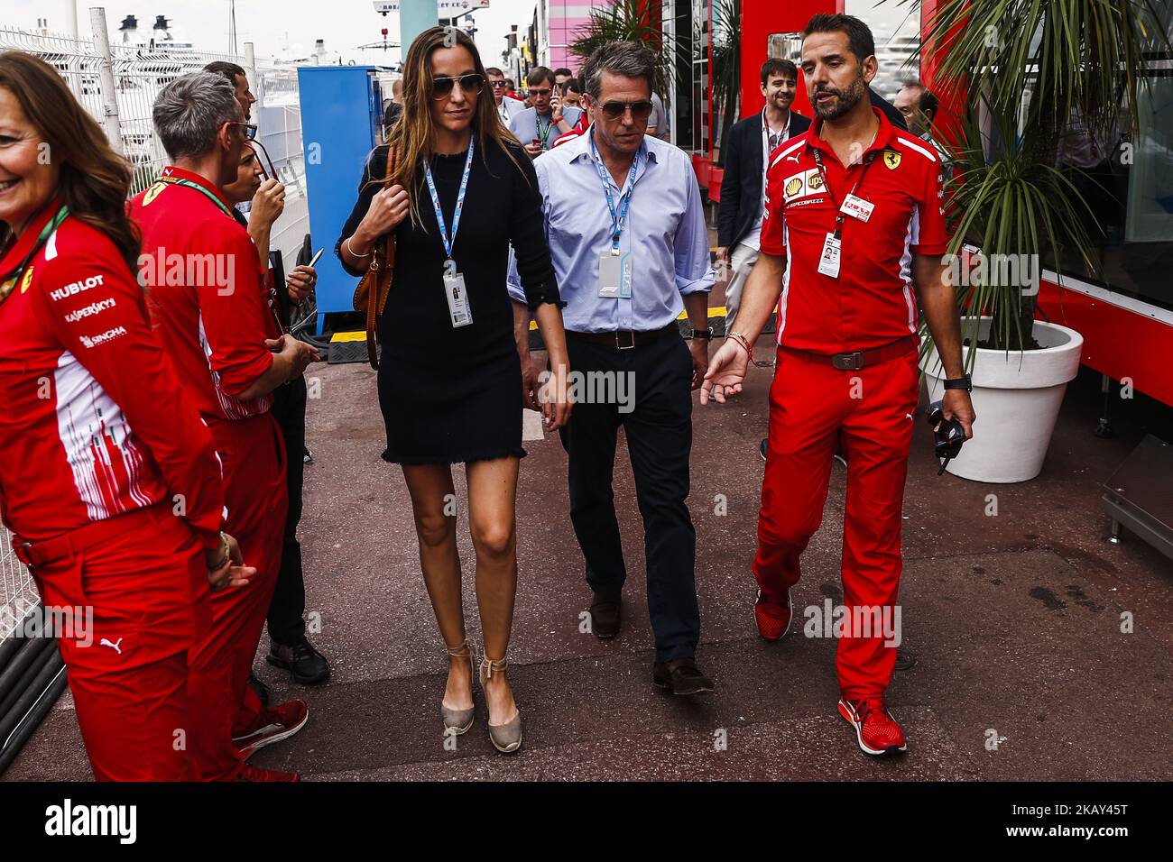 The actor Hugh Grant and his wife Anna Elisabet Eberstein portrait ...