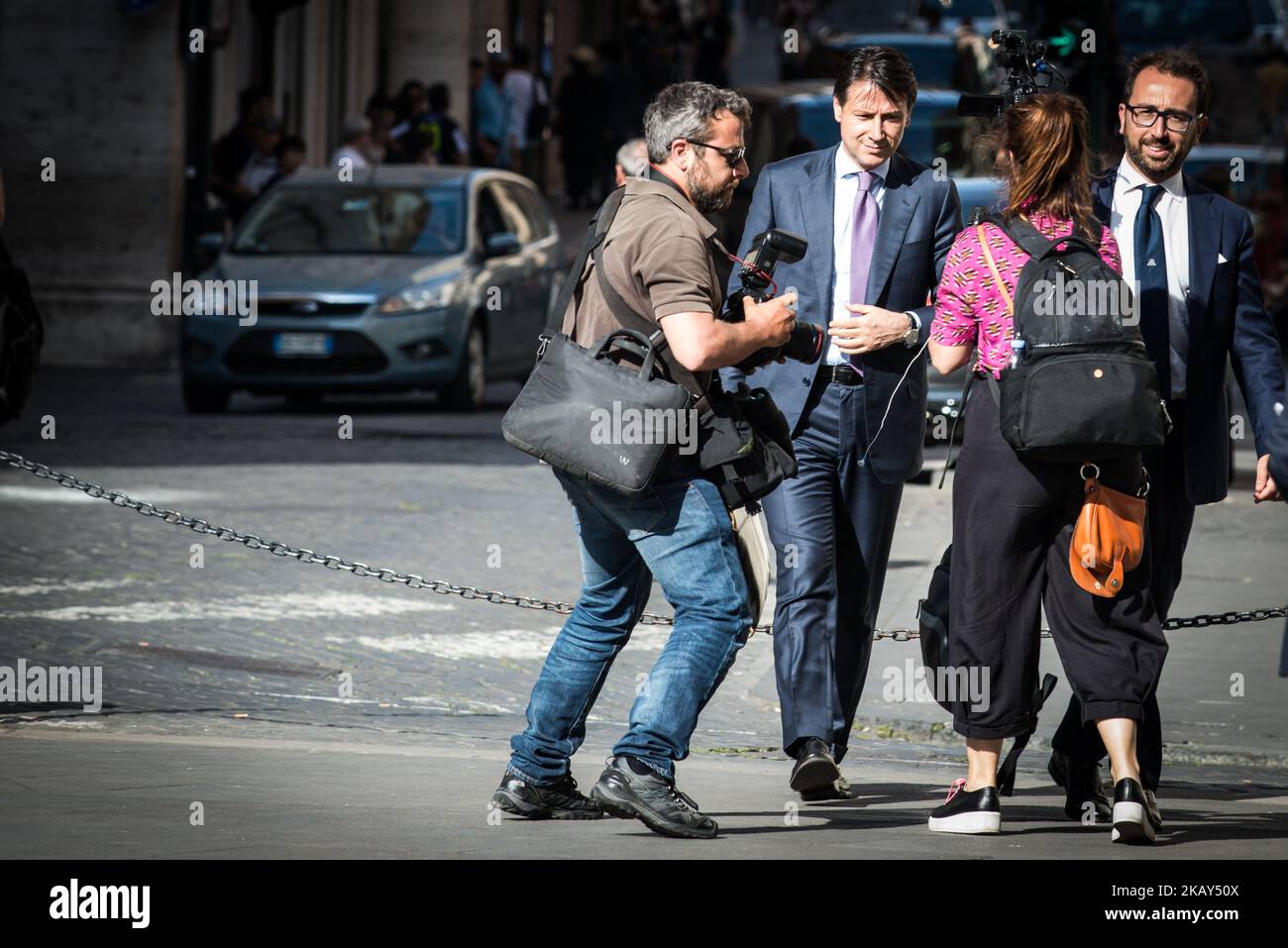 Former primer minister designatedo Giuseppe Conte arrives by taxi ...
