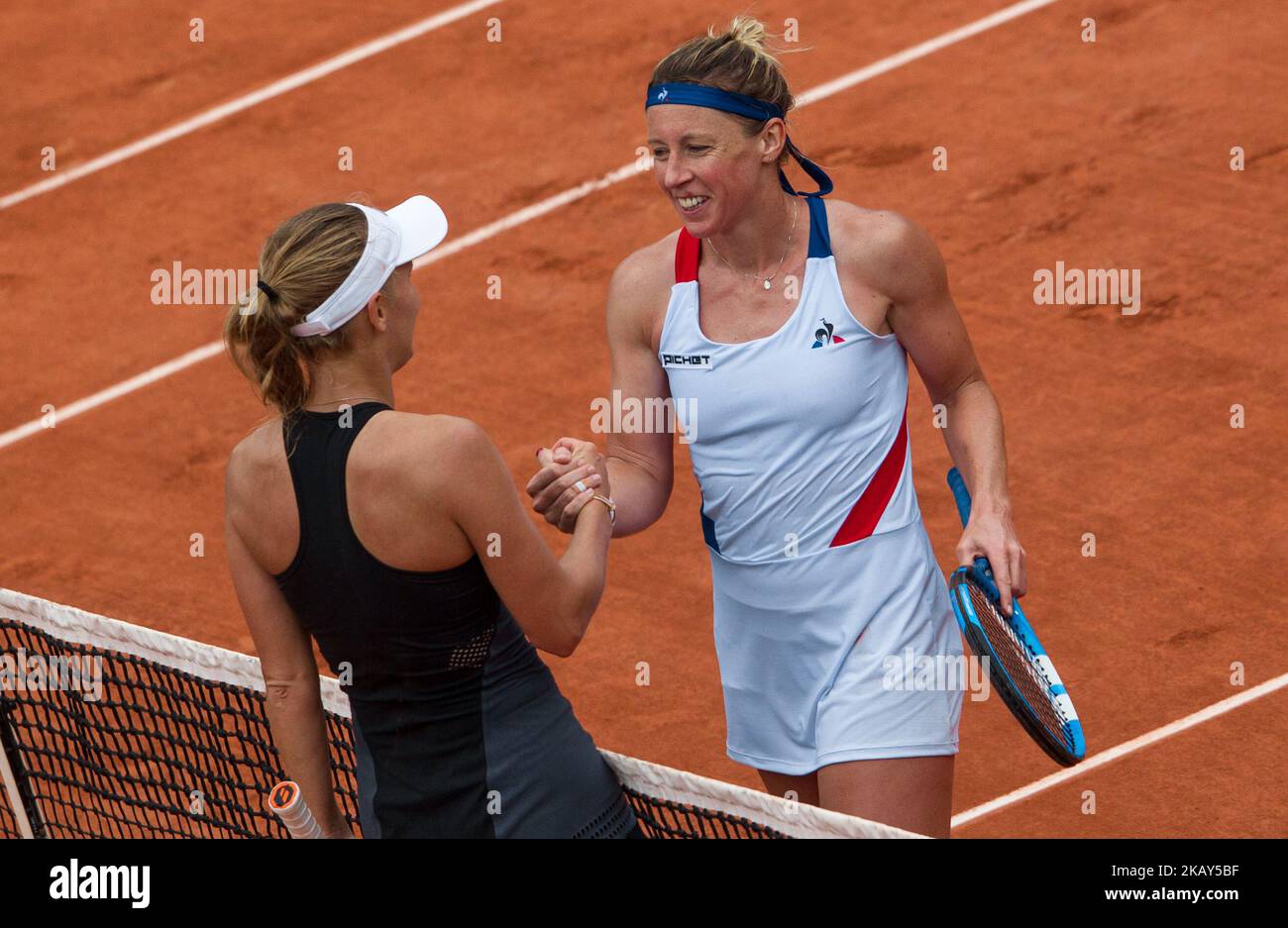 Caroline Wozniacki of Denmark wins over Pauline Parmentier of France ...