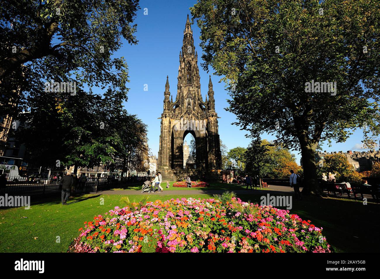 A scenic view of the historic gothic Scott Monument with a beautiful ...