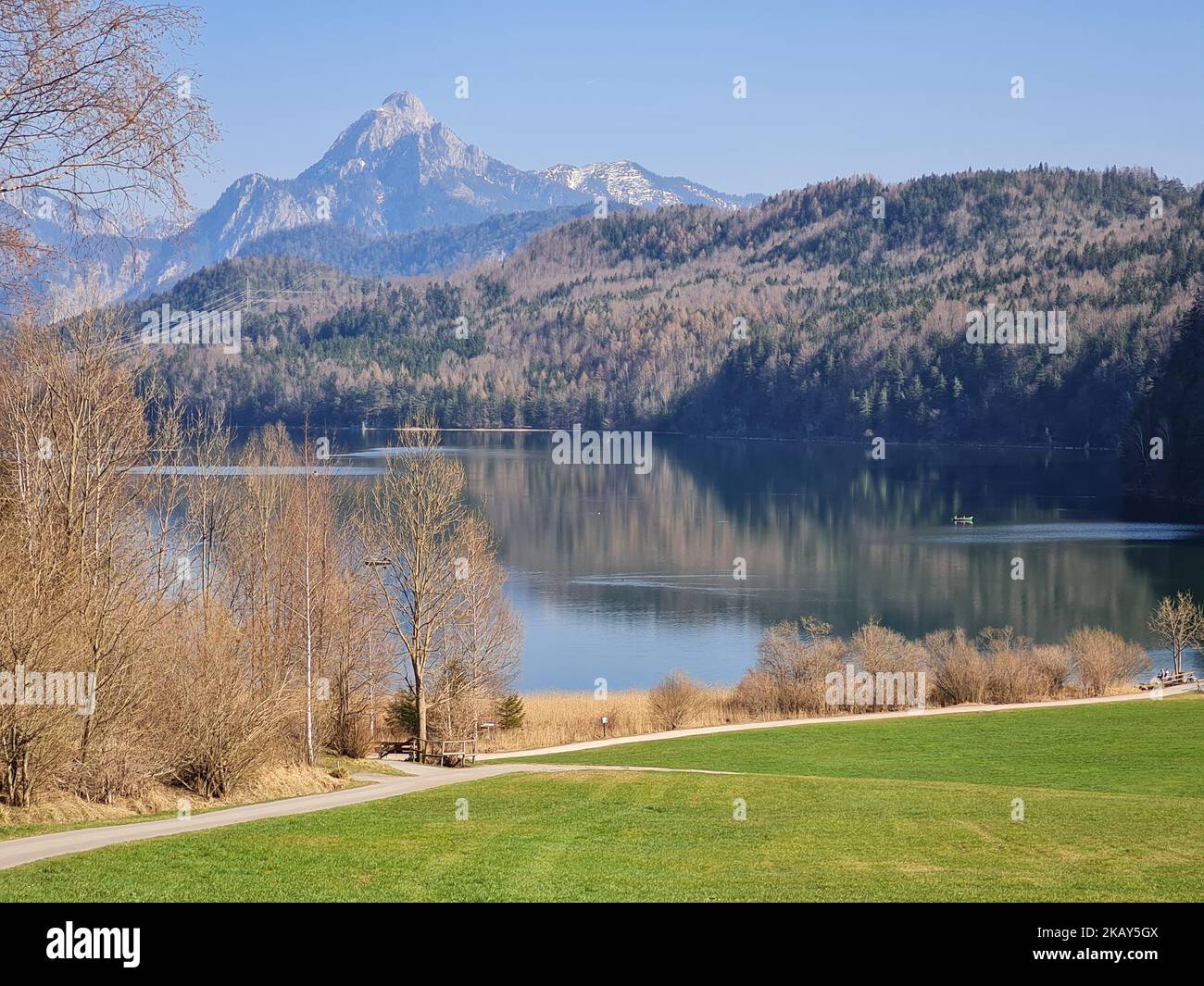 A beautiful shot of a clear lake near the Allgau Alps and Tannheim ...
