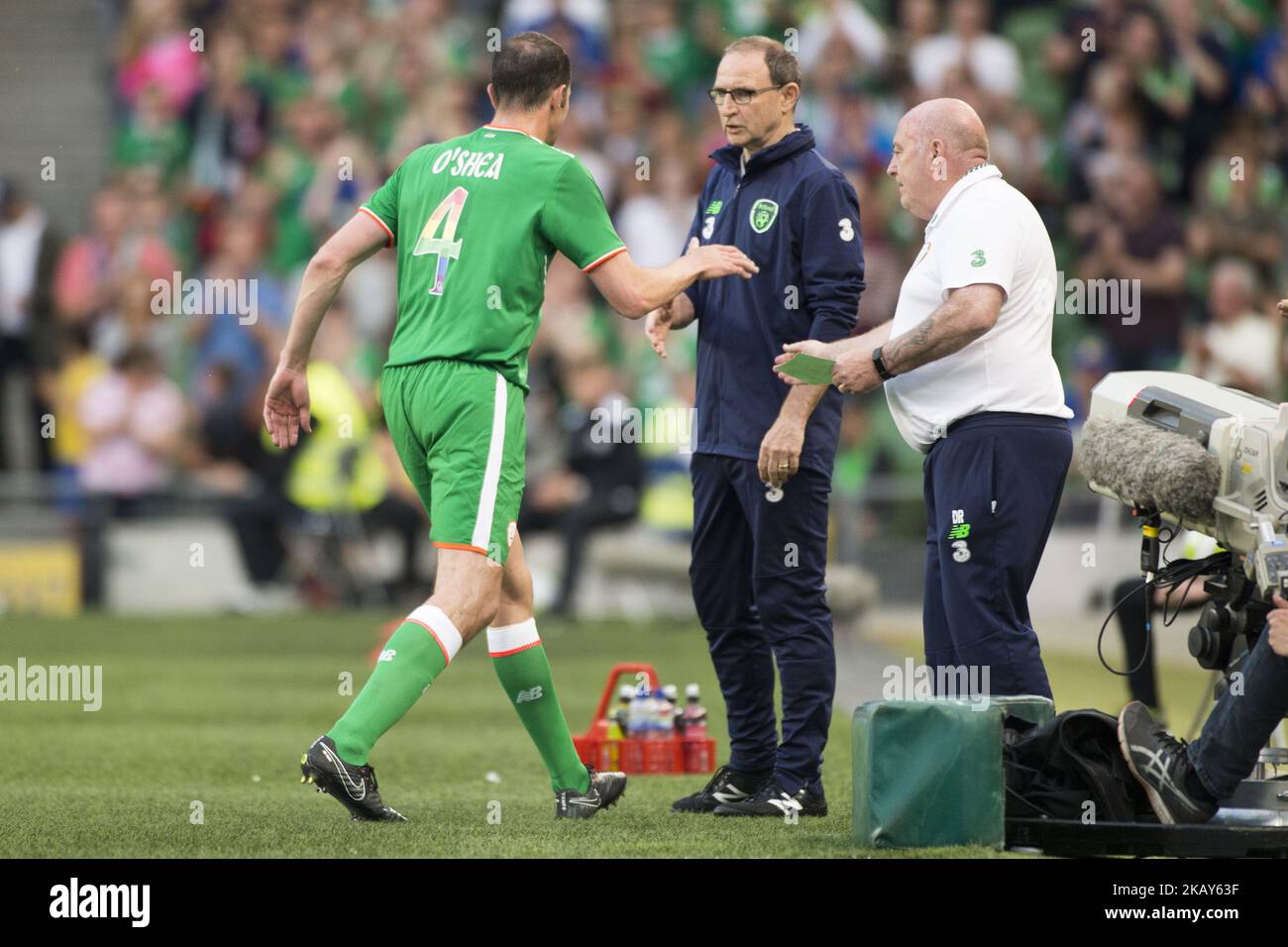 John O'Shea of Ireland leaves the pitch during the International ...