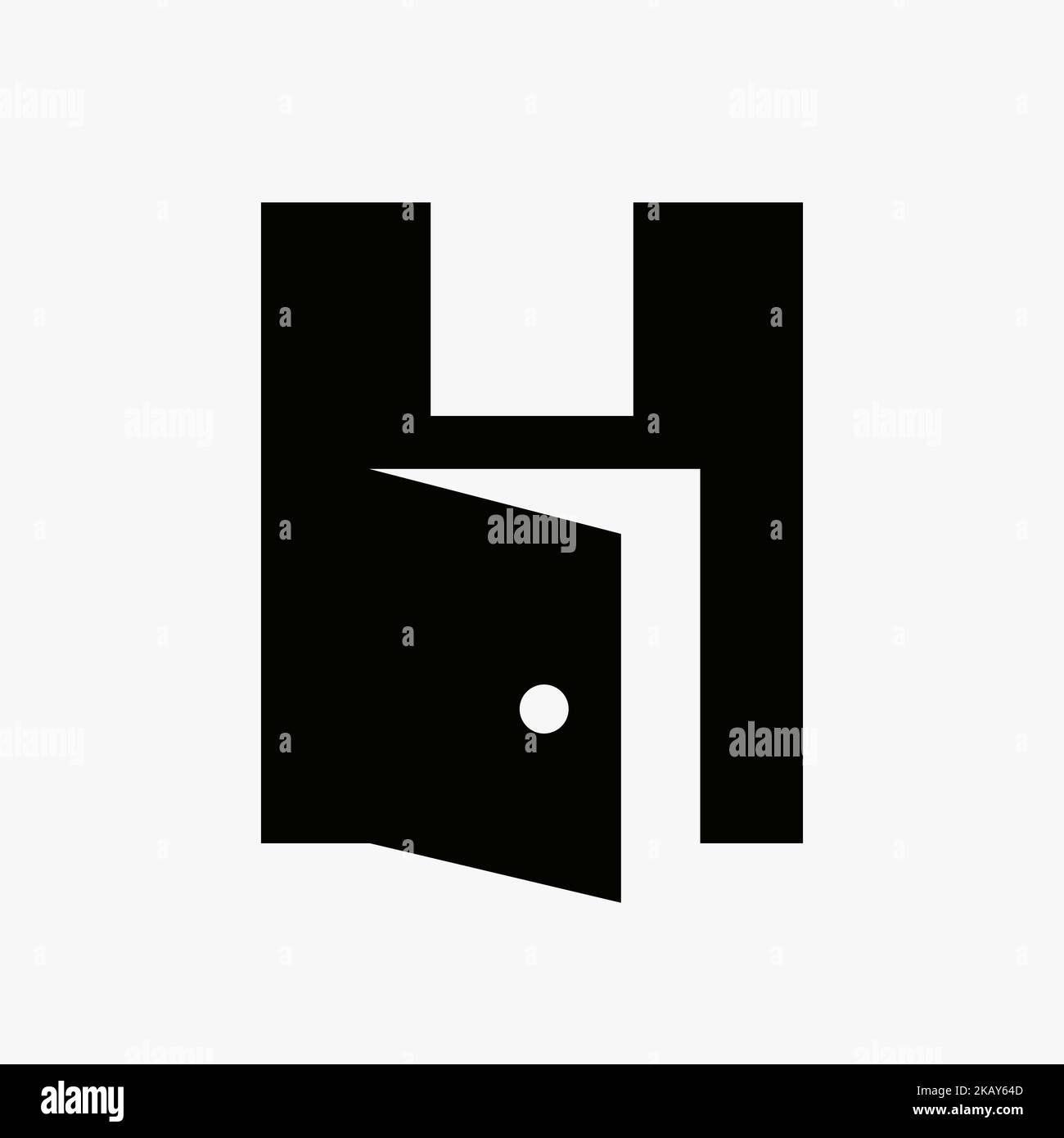 Letter H Door Logo Design Combined With Minimal Open Door Icon Vector ...