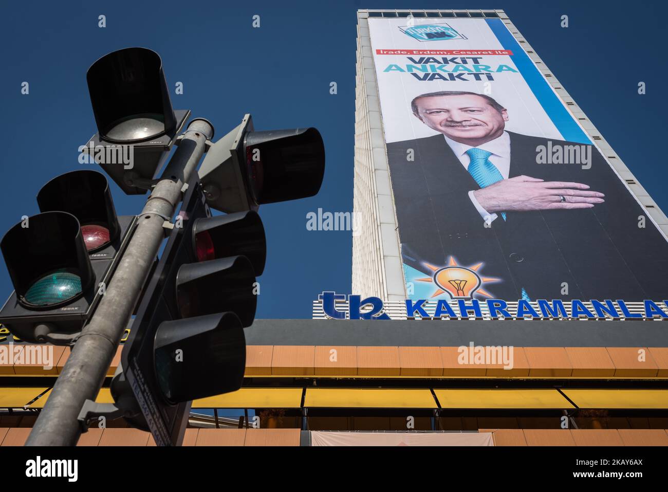 Turkish President Recep Tayyip Erdogan appears on a new campaign ...