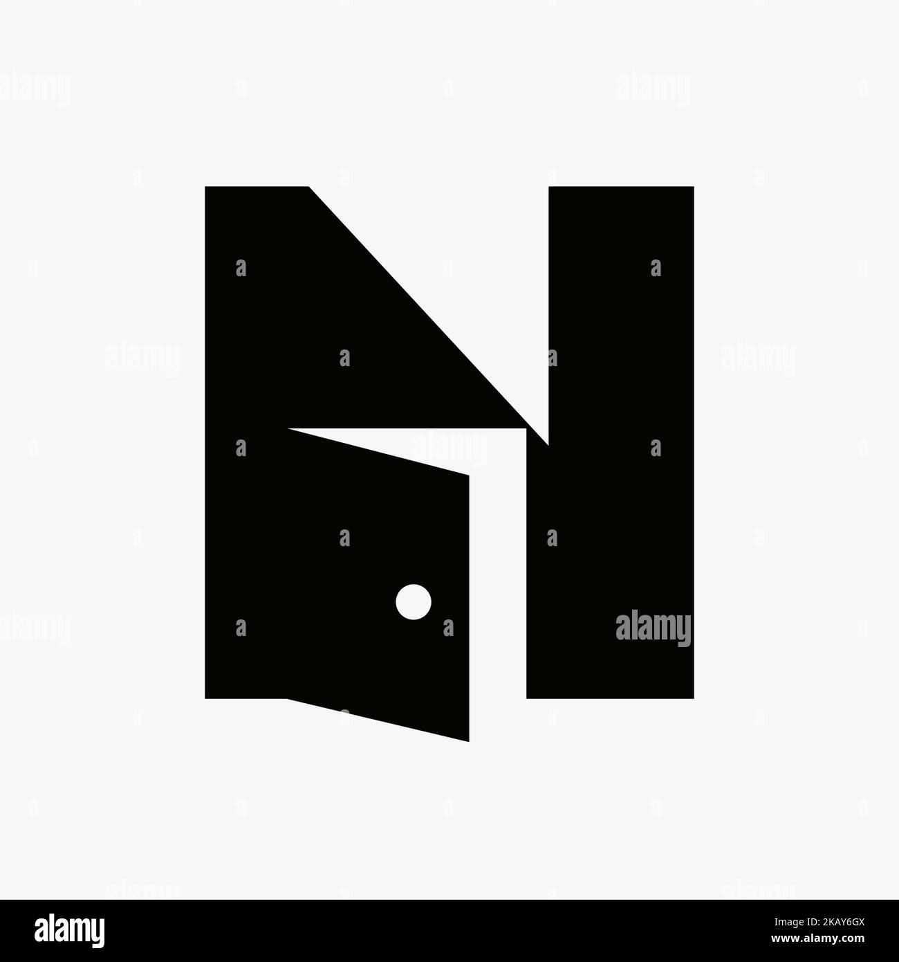 Letter N Door Logo Design Combined With Minimal Open Door Icon Vector ...