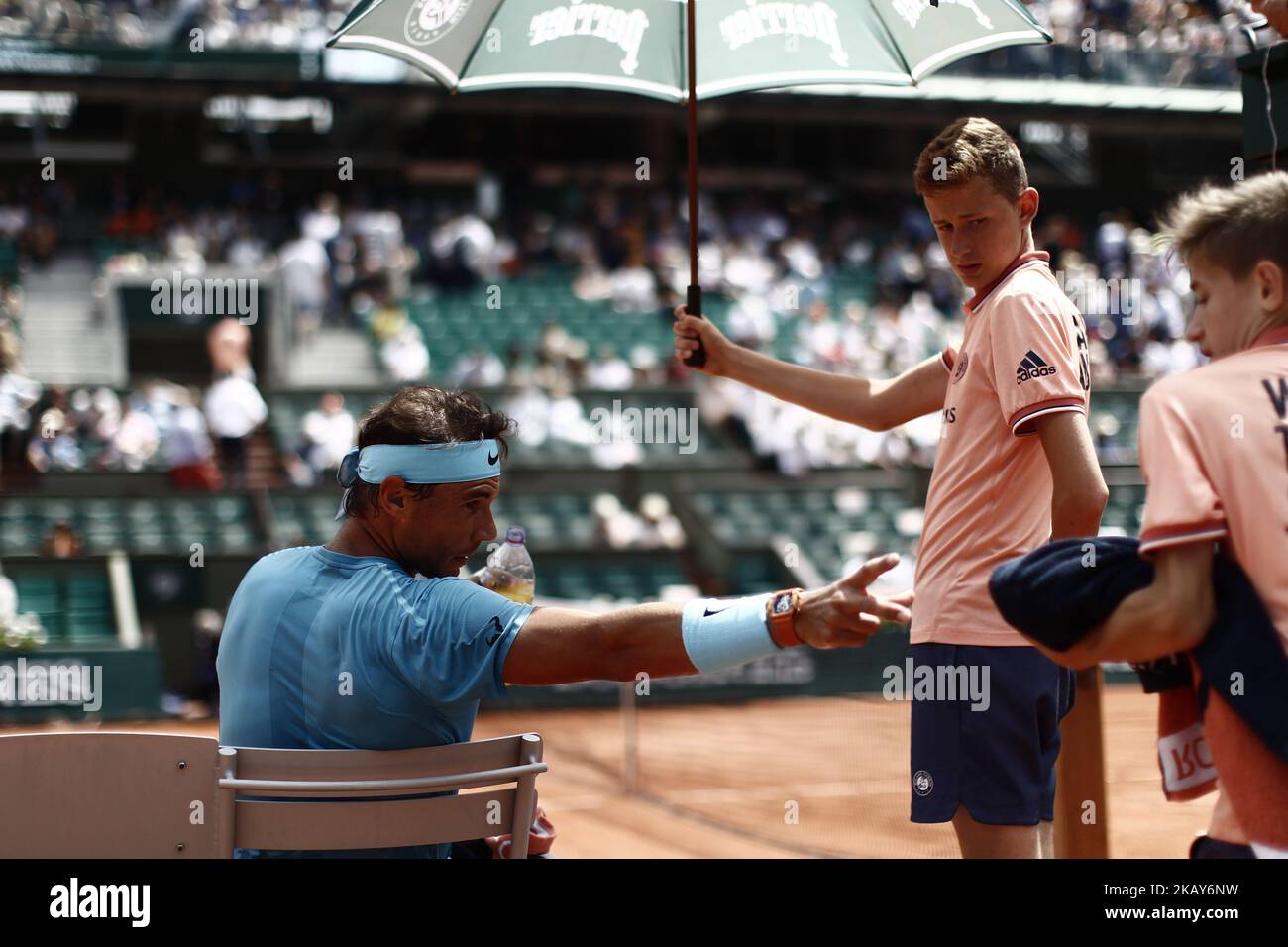 Rafael Nadal attends the tennis match game during the Roland Garros ...