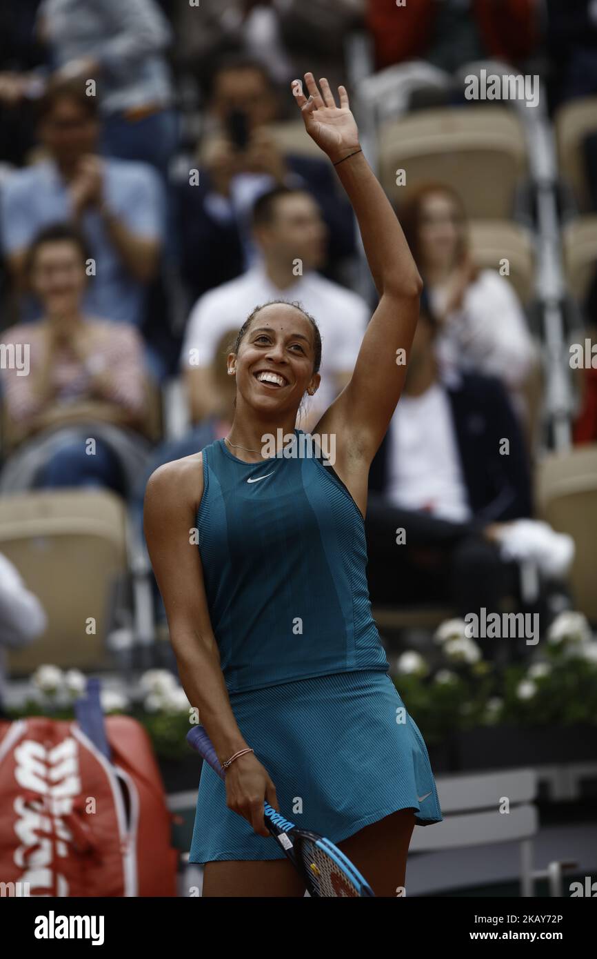 Madison Keys attends the tennis match game during the Roland Garros ...