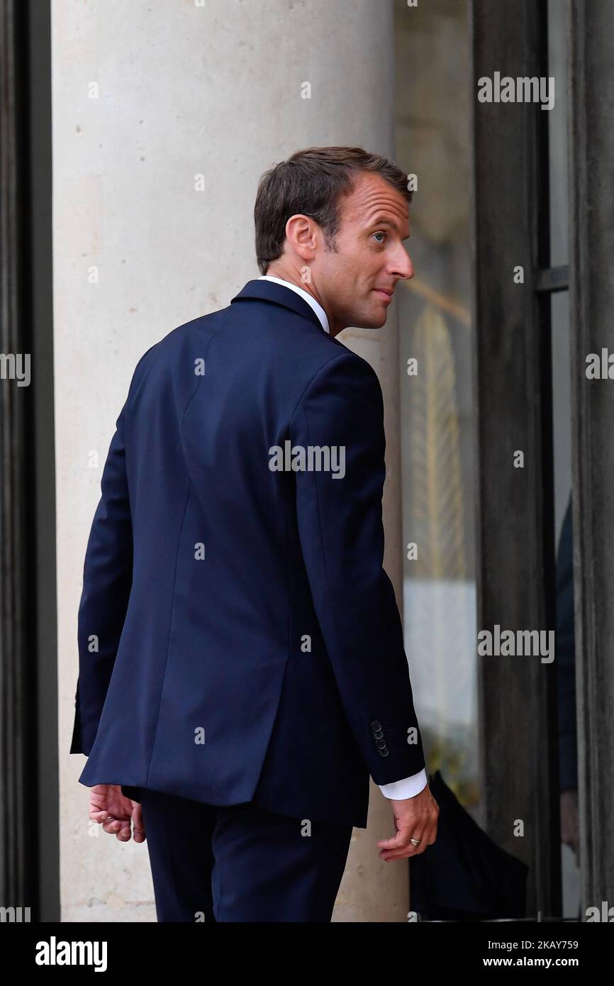 The French President, emmanuel macron received for a meeting the prime ...