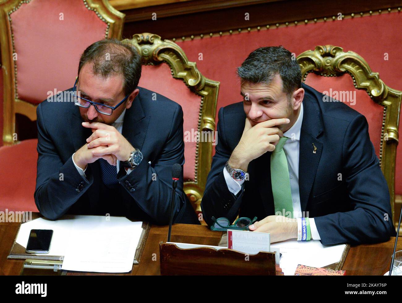 Alfonso Bonafede, Italy's justice minister, and Gian Marco Centinaio ...