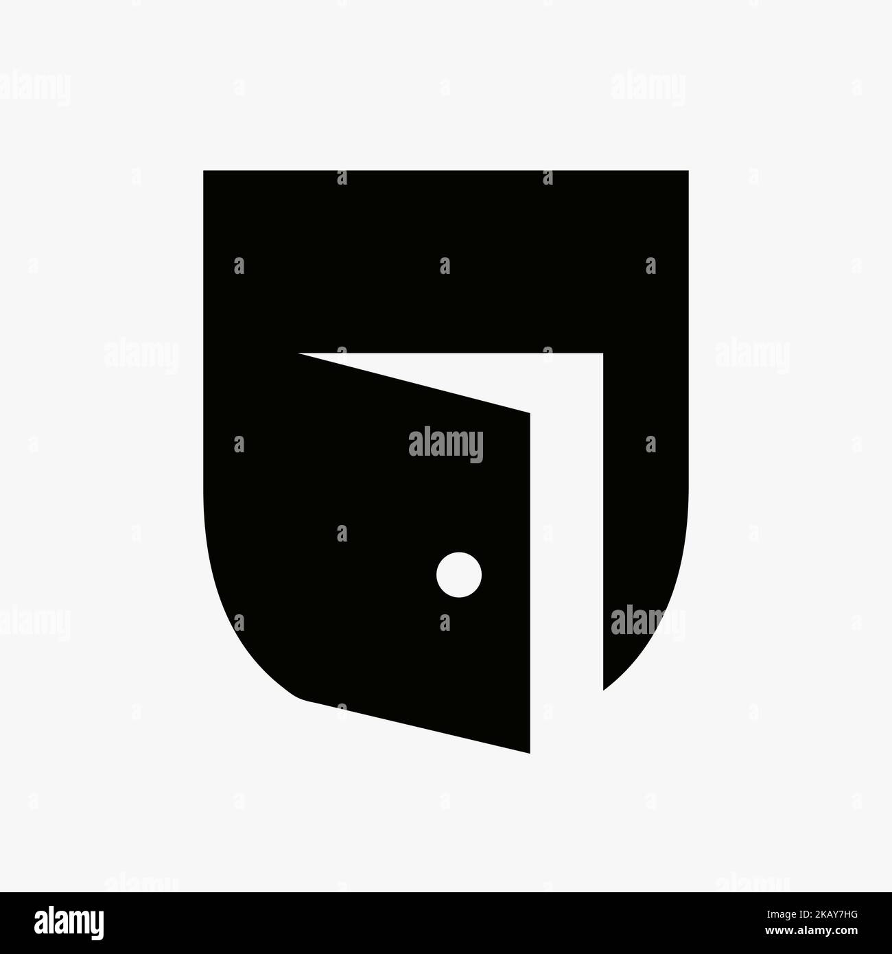 Letter U Door Logo Design Combined With Minimal Open Door Icon Vector ...