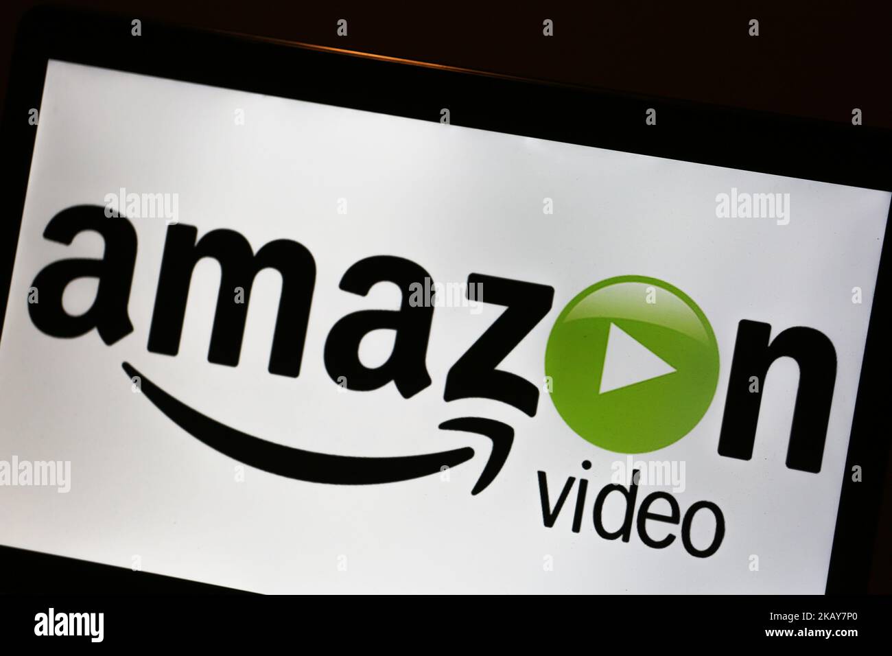 The logo of Amzaon Video is seen on a screen. (Photo by Alexander Pohl ...