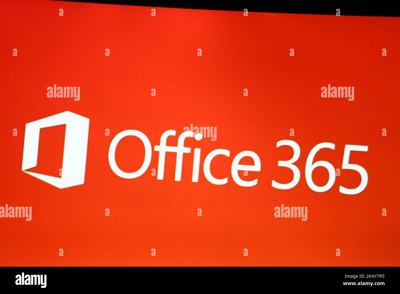 The logo of Microsoft Office 365 is seen on a screen. (Photo by ...