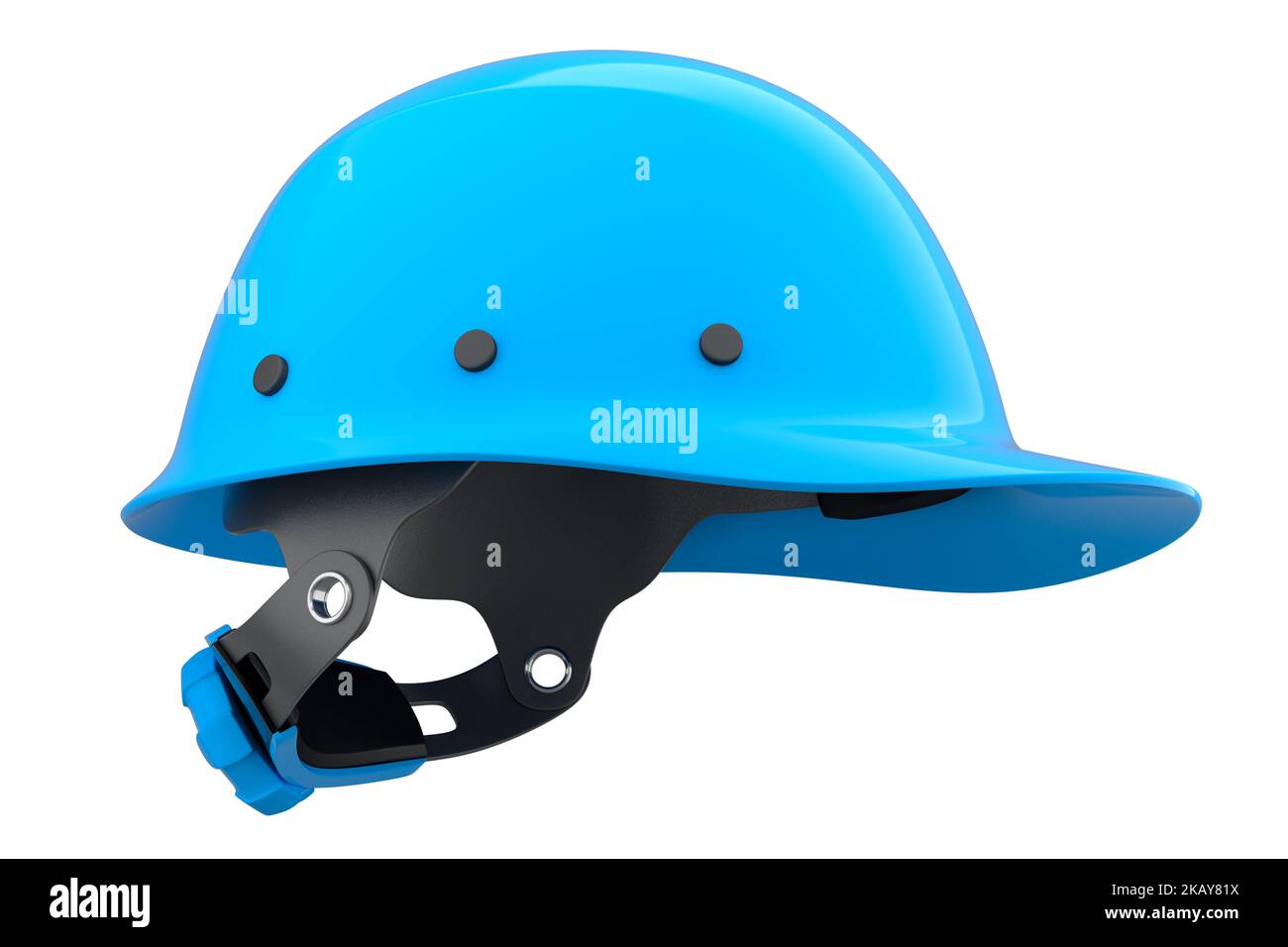 Blue safety helmet or hard cap isolated on white background. 3d render ...