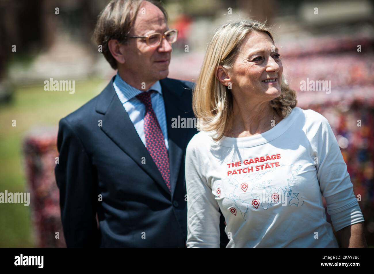 the artist with some guests during The work of the artist Maria ...