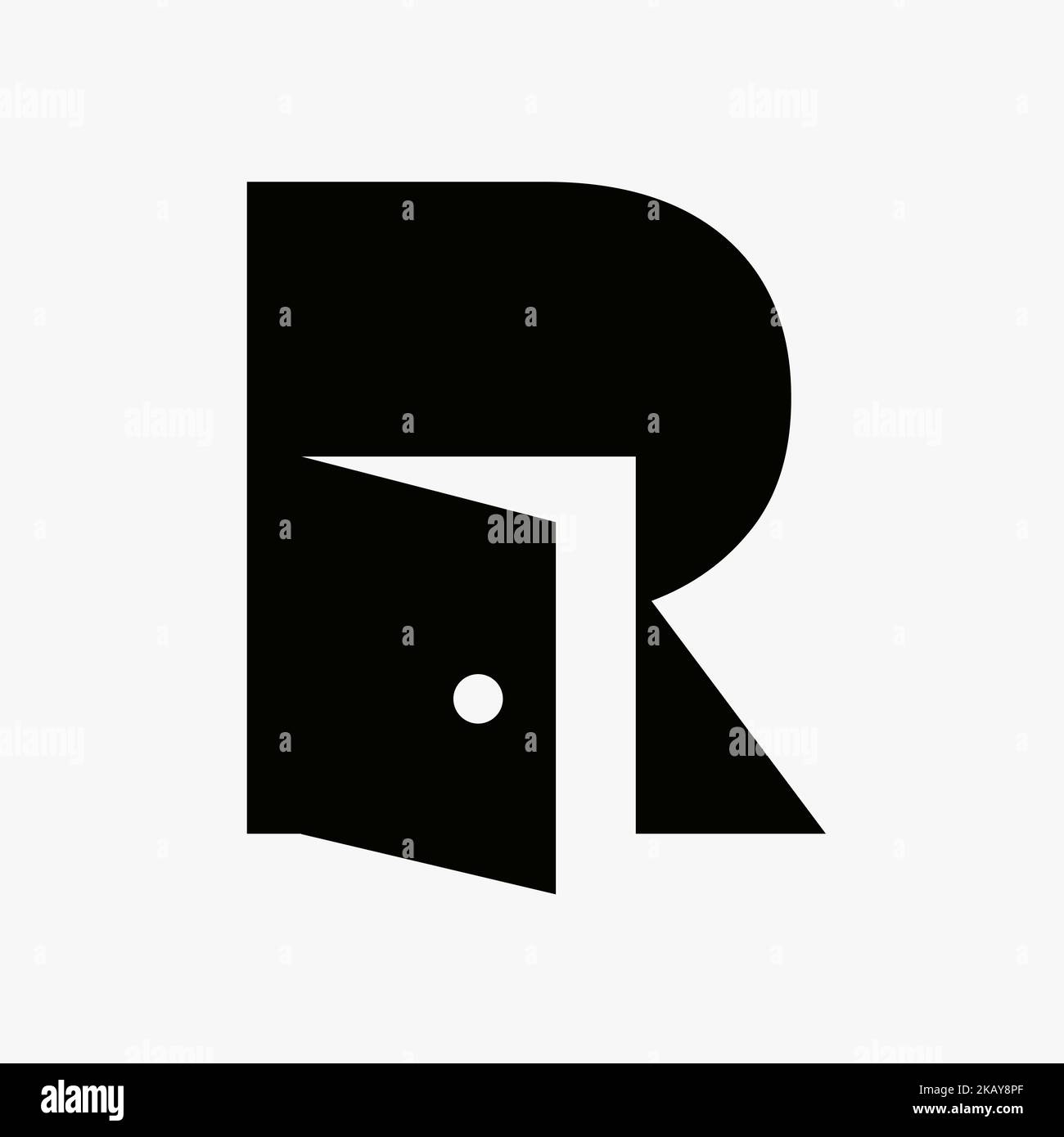Letter R Door Logo Design Combined With Minimal Open Door Icon Vector ...