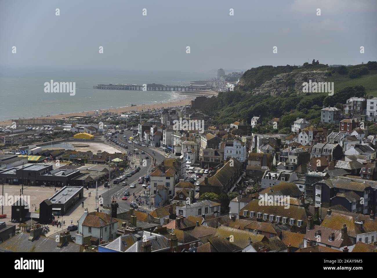 Daily life is pictured in the town of Hastings, East Sussex on June 10 ...