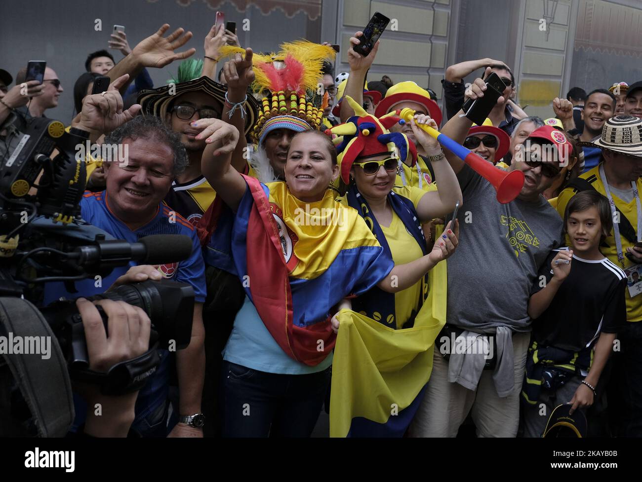 Colombian fans at Red Square in Moscow, Russia on June 13, 2018, during ...