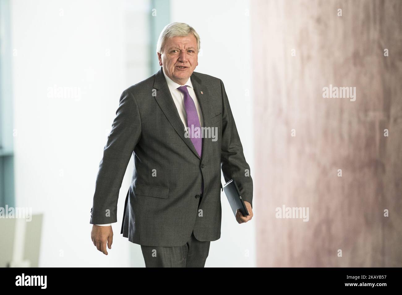 Prime Minister of Hessen Volker Bouffier arrives to a meeting between ...