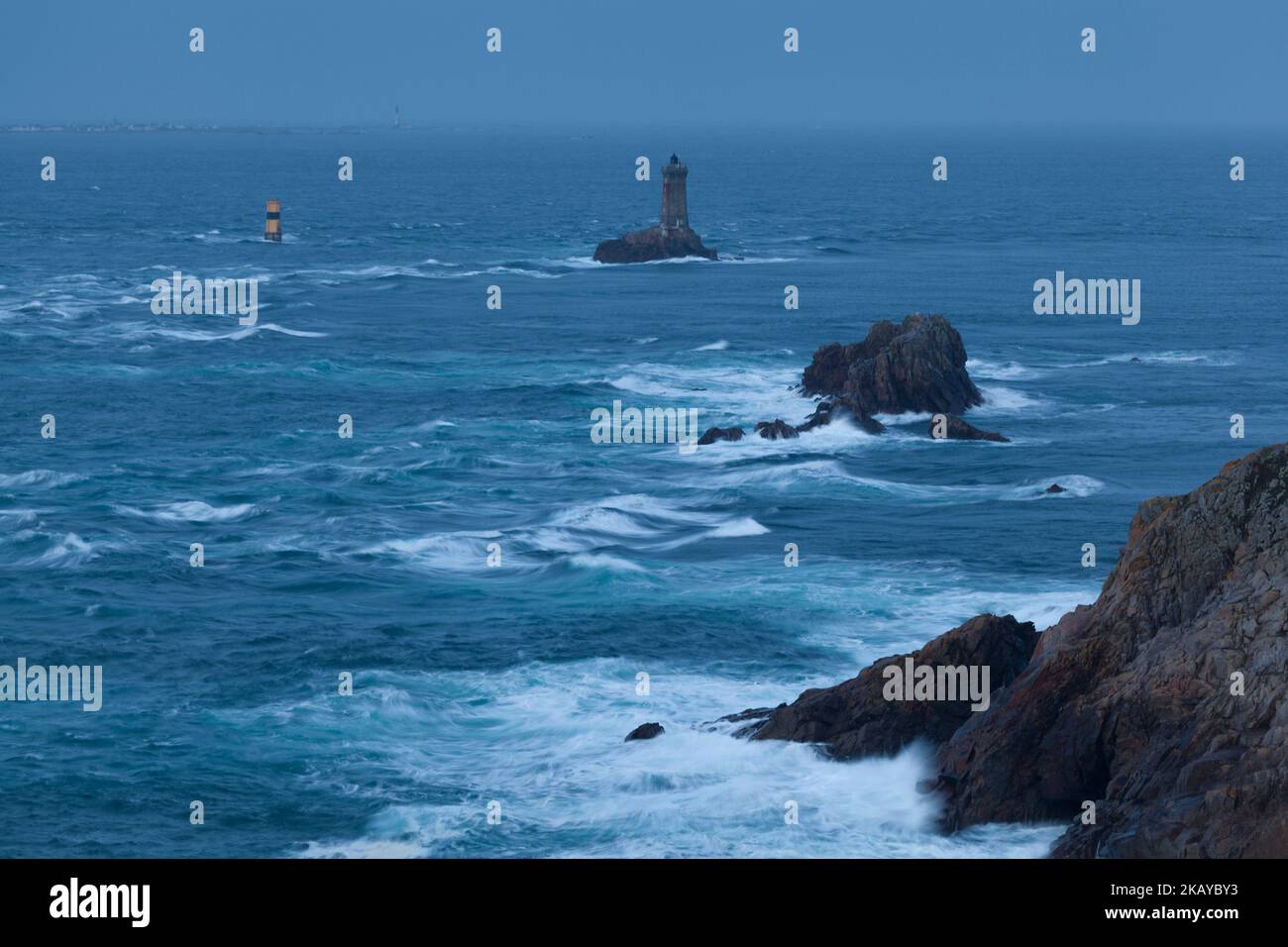 Pointe du Raz, cape and lighthouse, Finistere, Bretagne, France Stock ...