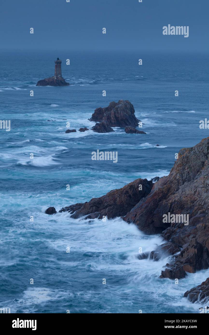Pointe du Raz, cape and lighthouse, Finistere, Brittany, France Stock ...