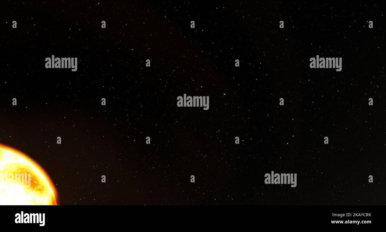 Burning sun and stars, Milky way galaxy in the deep space illustration ...