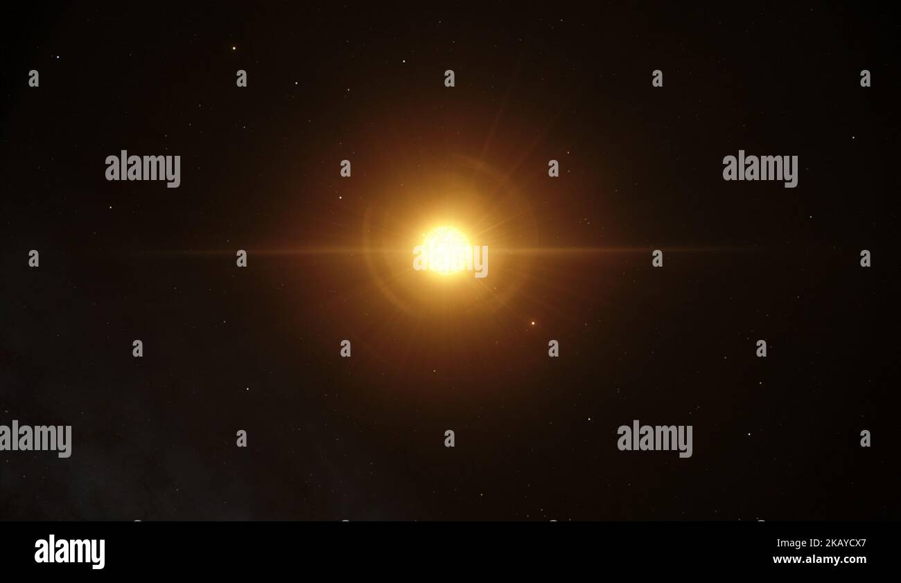 Sun rays with galo effect, the Universe 3d illustration background, the ...
