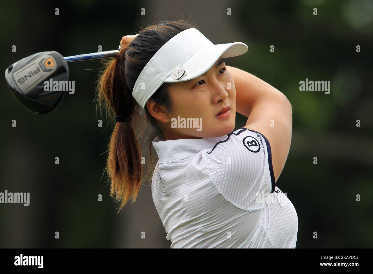 Su Oh of Melbourne, Australia hits from the 10th tee during the third round of the Meijer LPGA ...