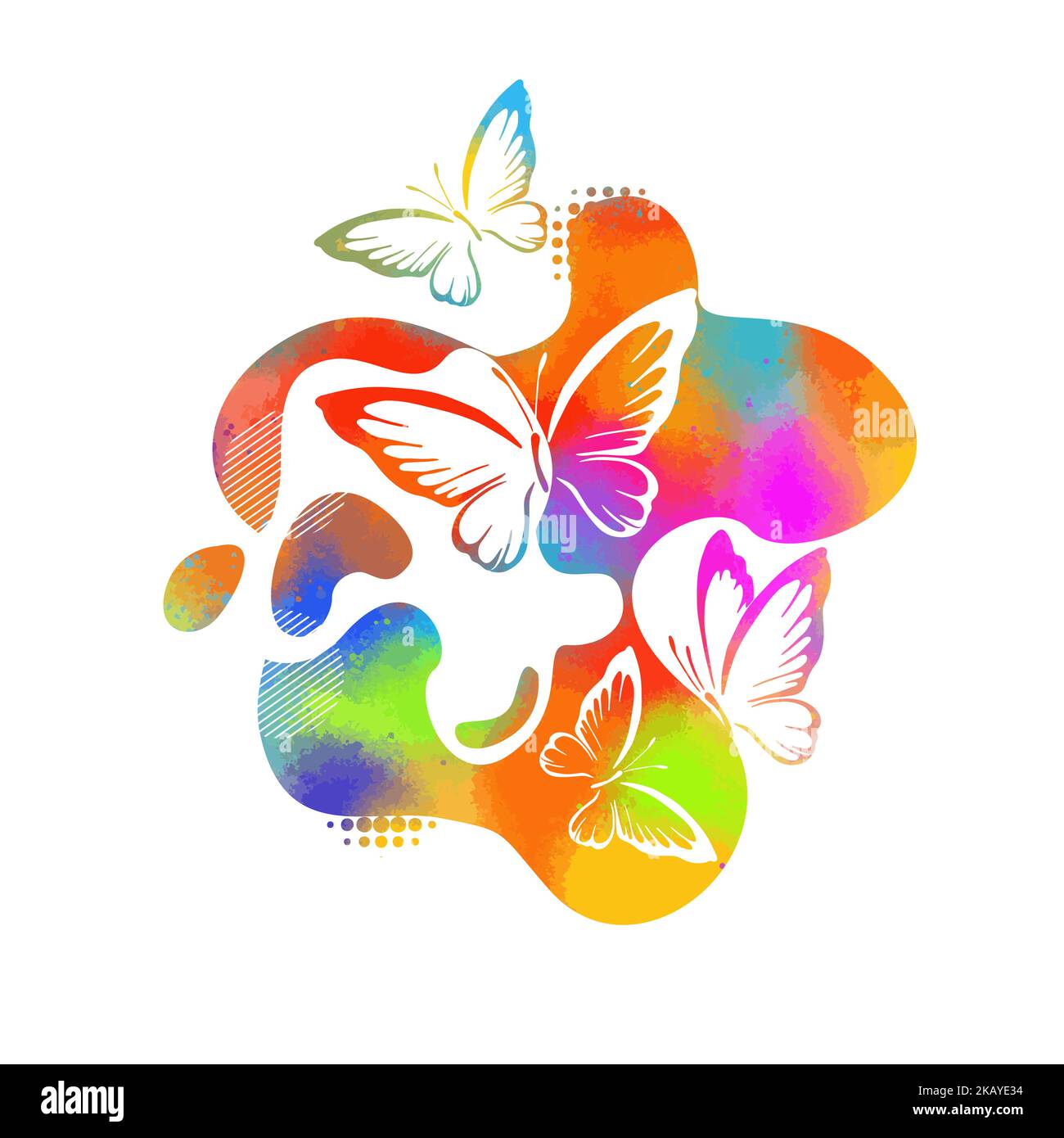 Abstraction of butterflies and colorful blots. Abstract grunge ... Abstraction of butterflies and colorful blots. Abstract grunge ...