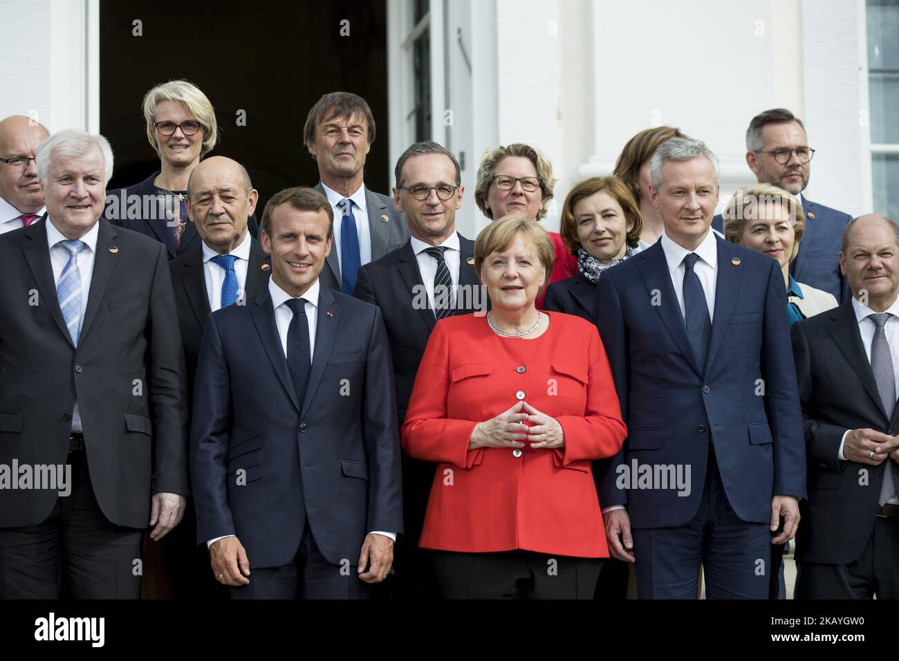 German Chancellor Angela Merkel, French President Emmanuel Macron ...