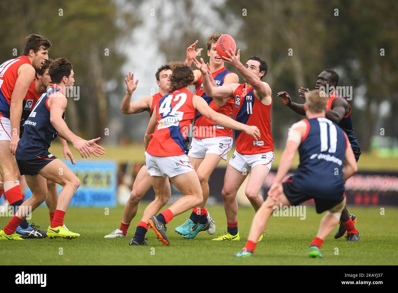 Luke Bunker of Coburg gains possession of the ball during the VFL round ...