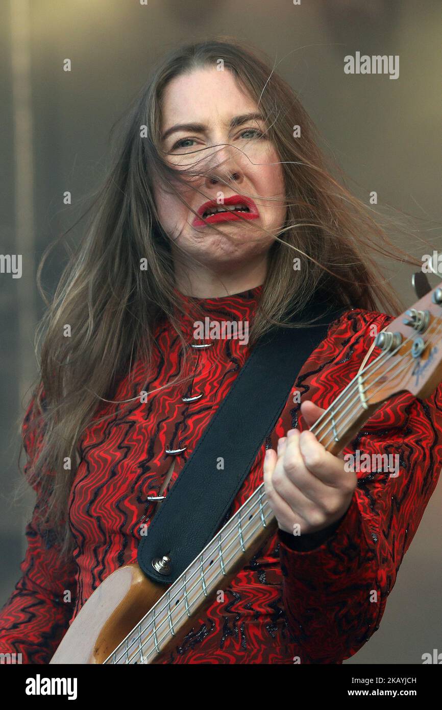US indie rock band Haim performs at the Rock in Rio Lisbon 2018 music ...