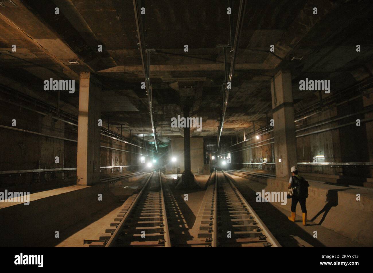 Workers quivered readiness rail on Mas Rapid Transiting at the station ...