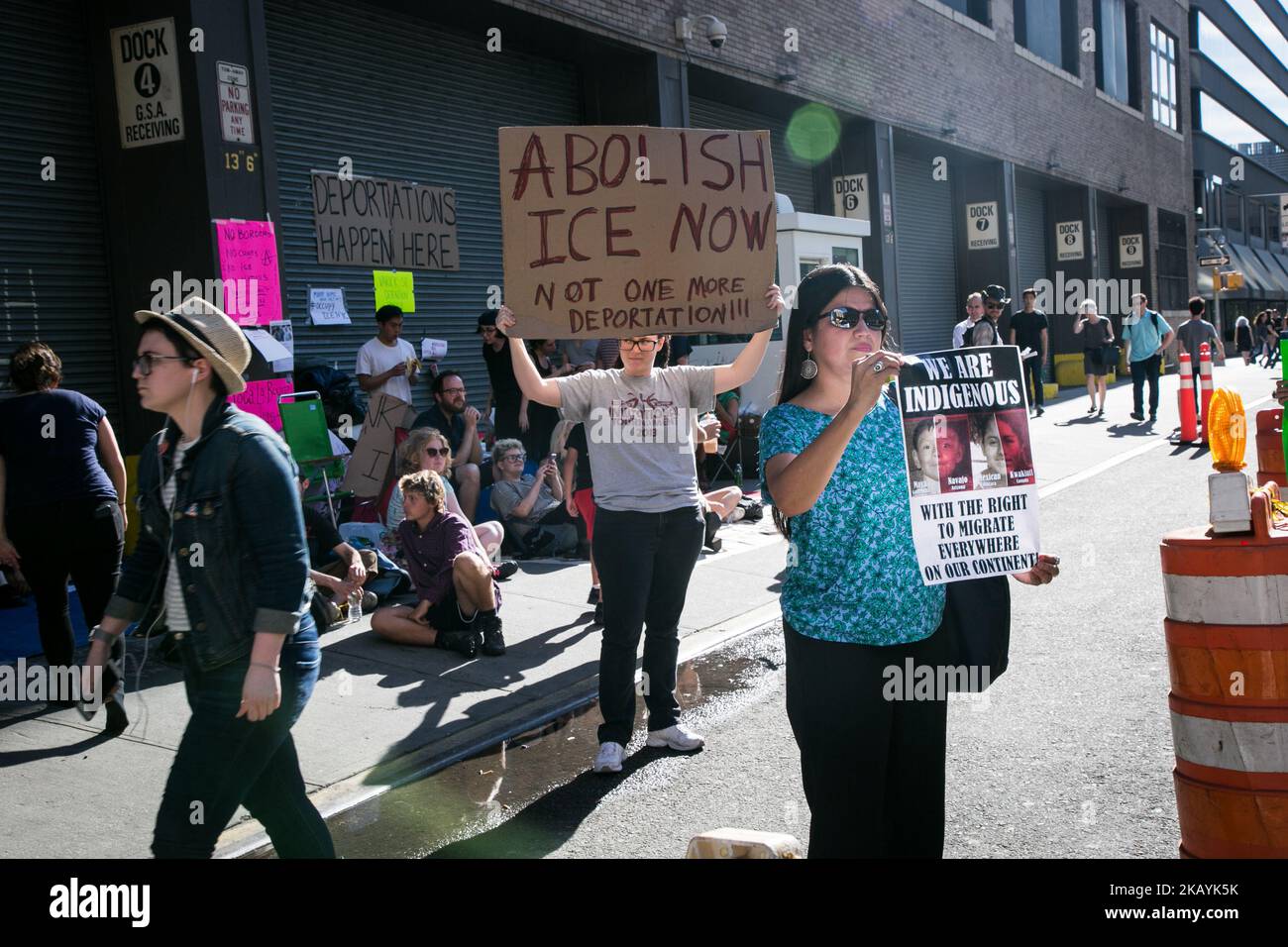 Demonstrators standing with Occupy ICE NYC protest the detainment and ...