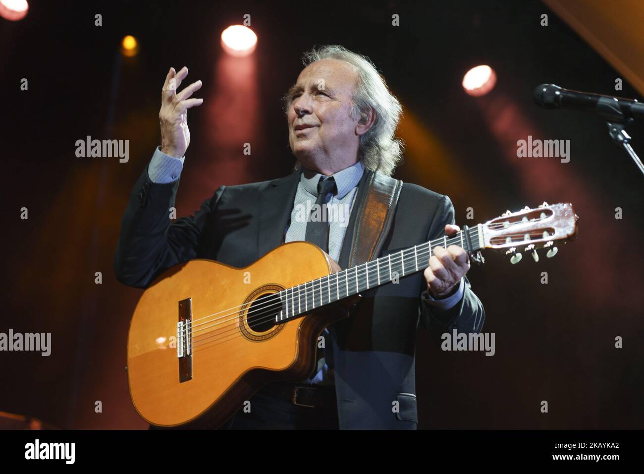 Spanish singer and songwriter Joan Manuel Serrat performs on stage at ...