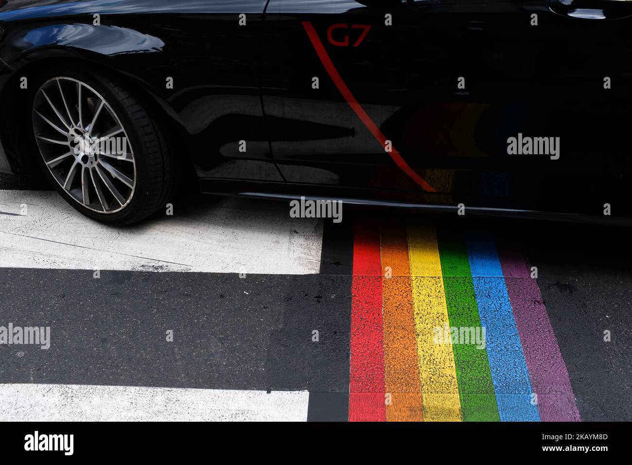 Recently pedestrian crossings decorated with the multicoloured colours ...