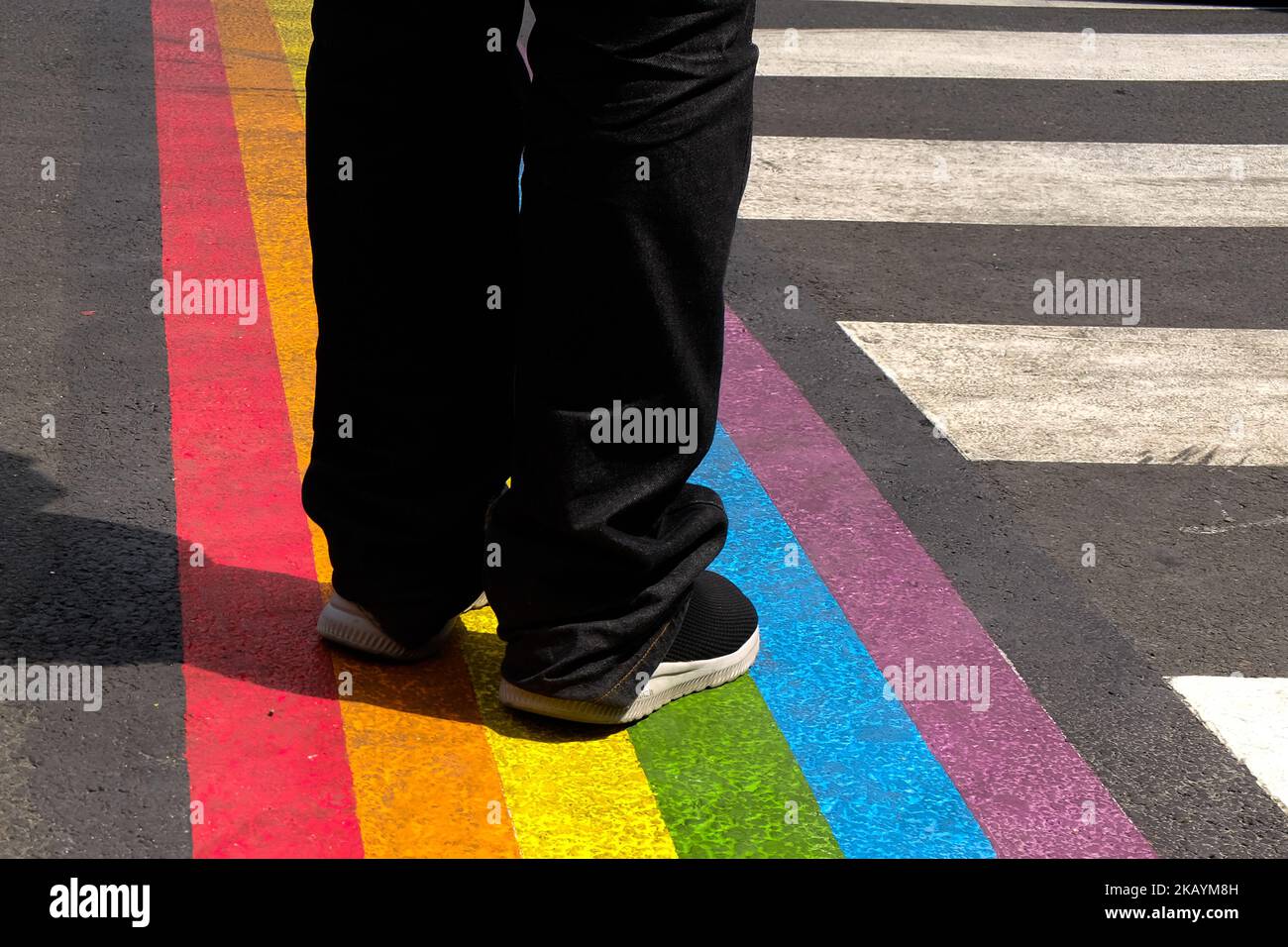 Recently pedestrian crossings decorated with the multicoloured colours ...