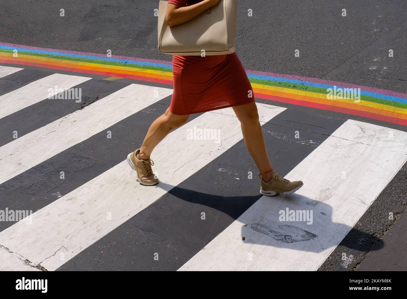Recently pedestrian crossings decorated with the multicoloured colours ...