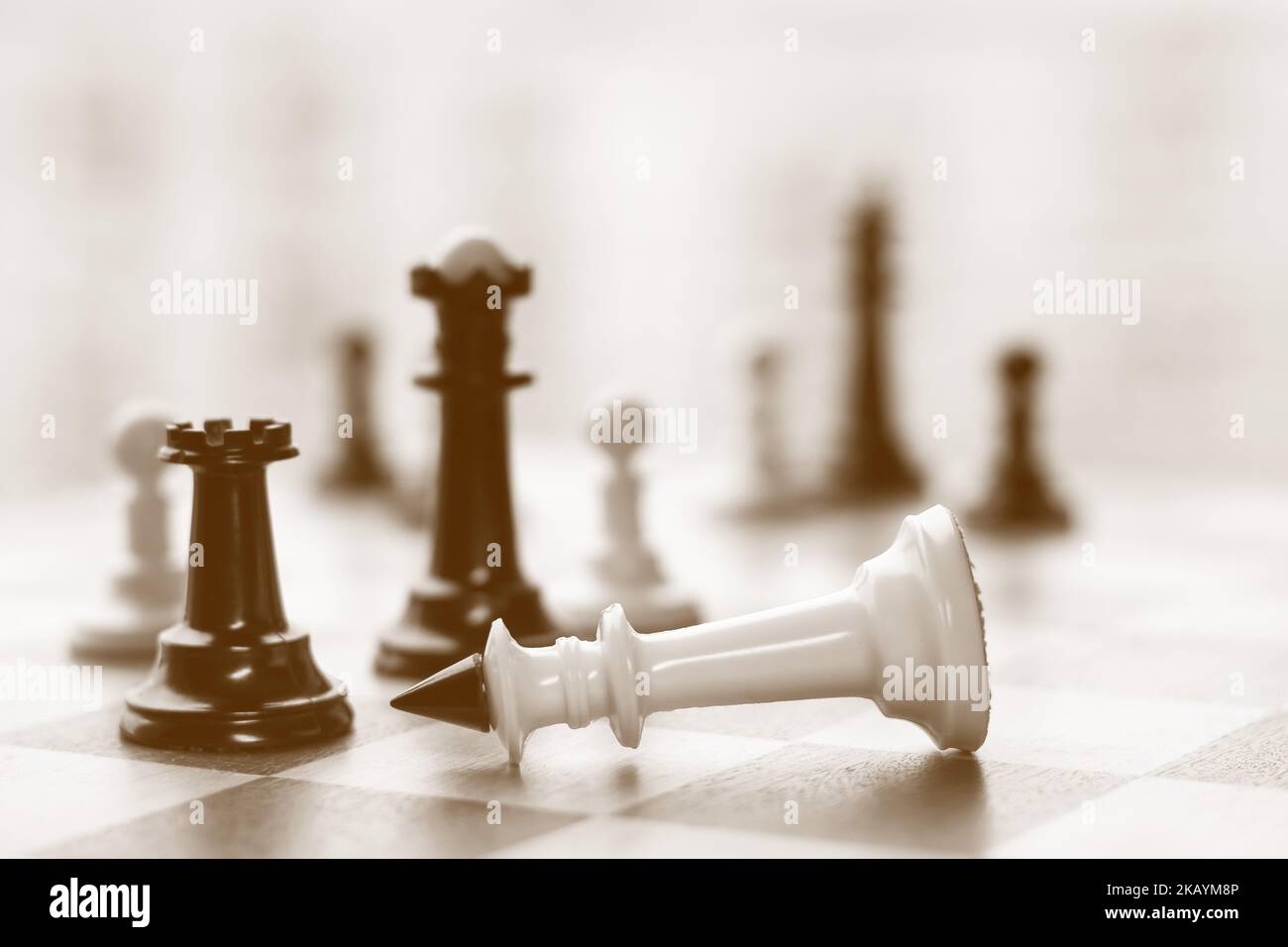 Checkmate position of chess game. Close up view. Toned image Stock ...