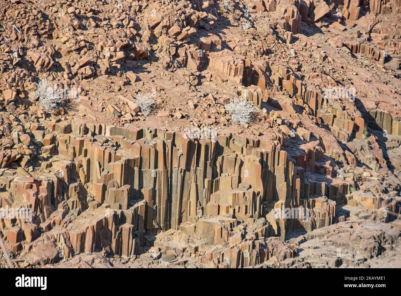 Organ pipes basalt rock formation in the arid Damaraland Namibia Stock ...