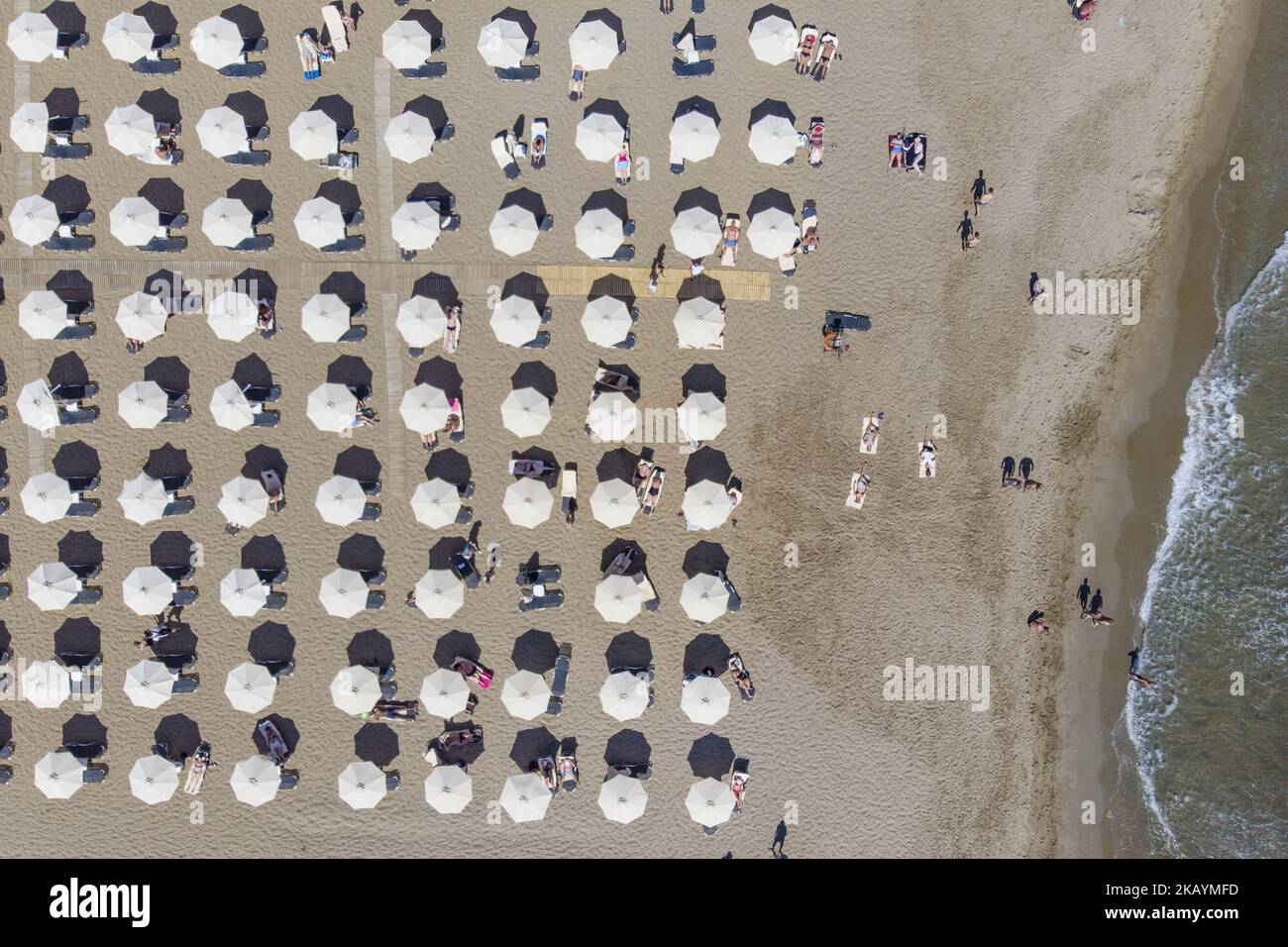 Aerial images of Rethymno beach town in Creta island in Greece ...