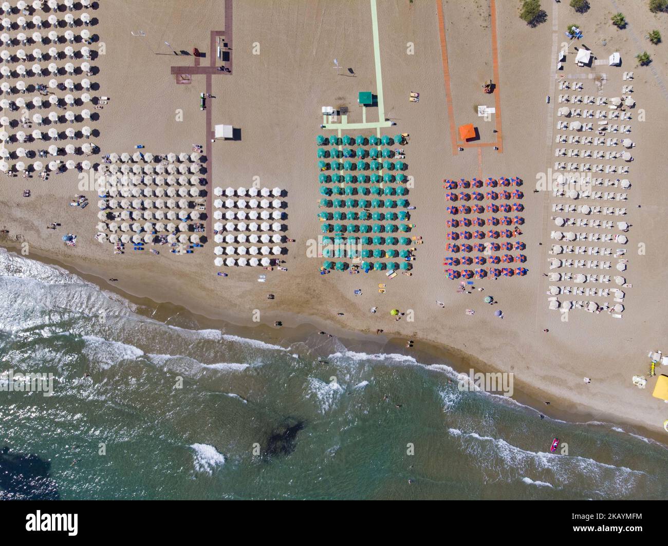 Aerial images of Rethymno beach town in Creta island in Greece ...