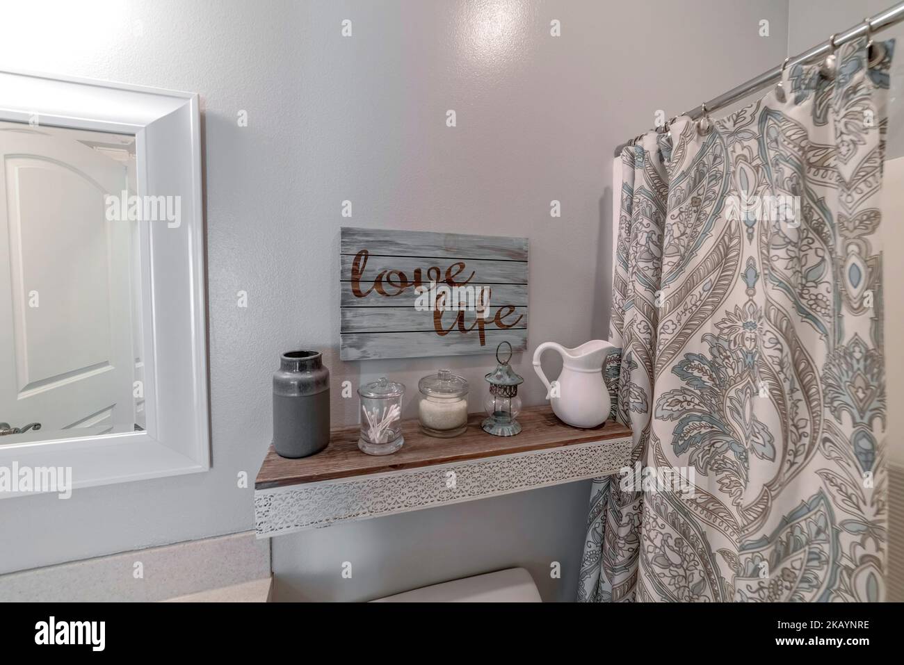 Clean bathroom of a home with a simple stylish and modern interior ...