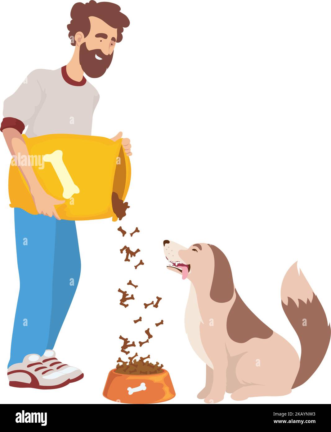 Man feeding dog Stock Vector Images - Alamy