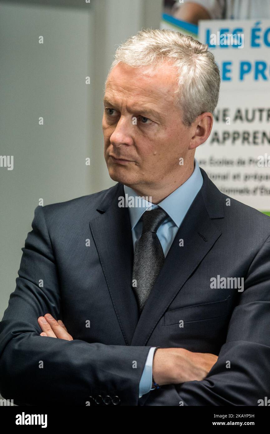 The Minister of Economy Bruno Le Maire visits the school "Eden School ...