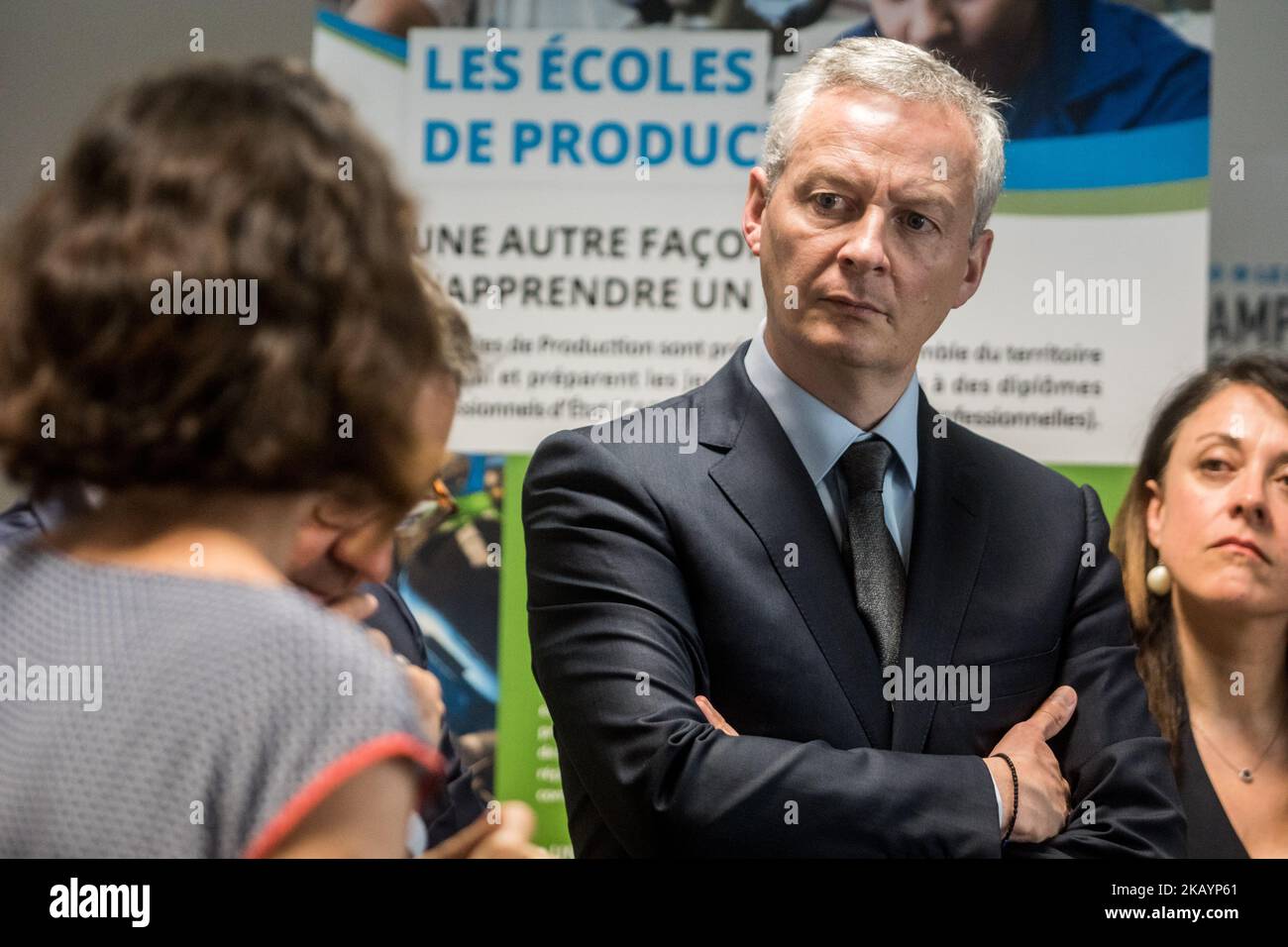 The Minister of Economy Bruno Le Maire visits the school "Eden School ...